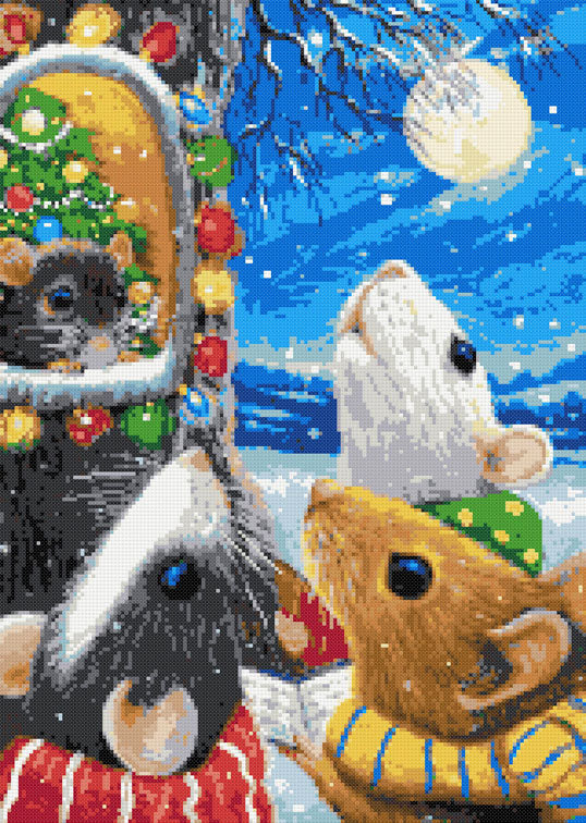 Mice wish you a Merry Christmas (v2) cross stitch kit | Yiotas XStitch