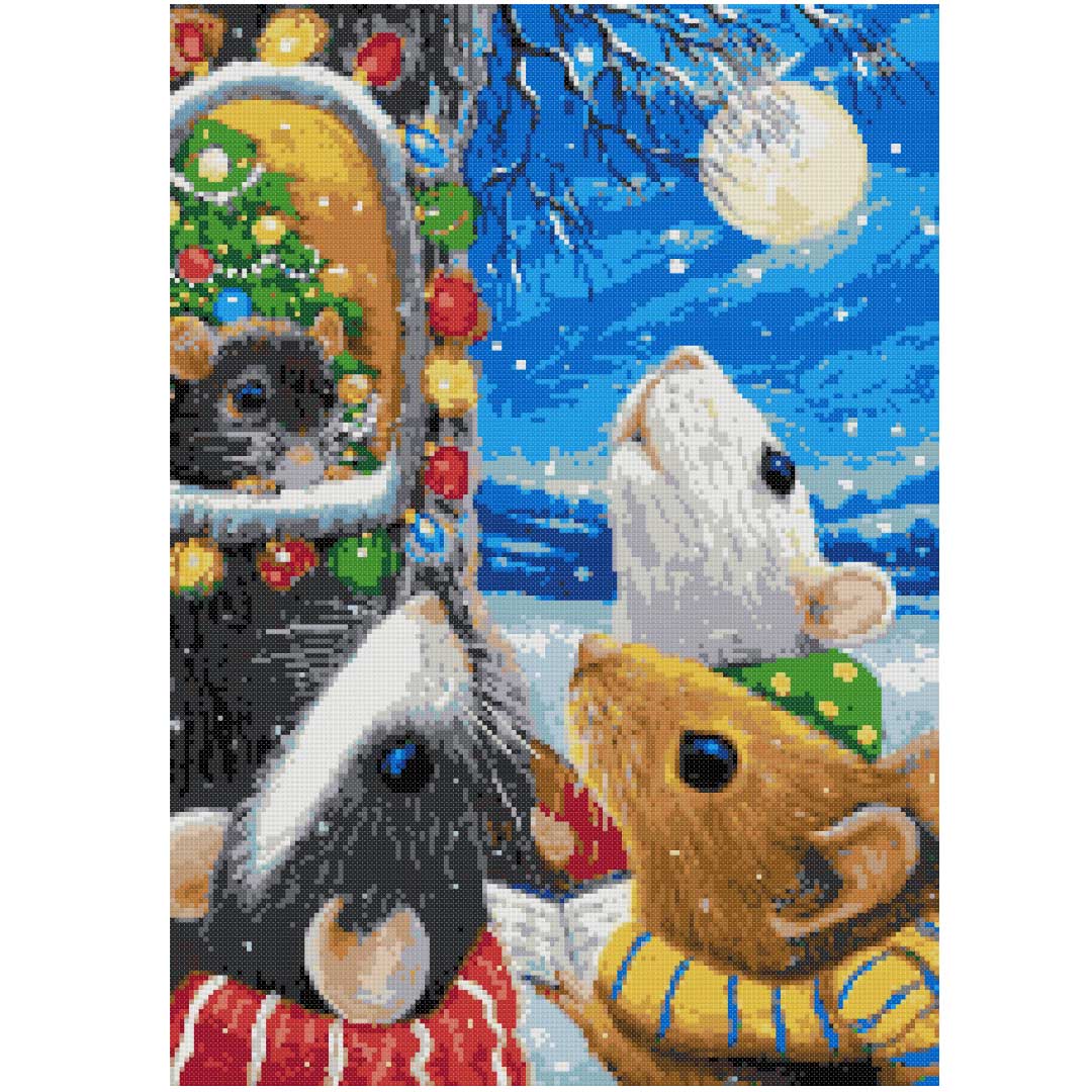Mice wish you a Merry Christmas (v2) cross stitch kit | Yiotas XStitch