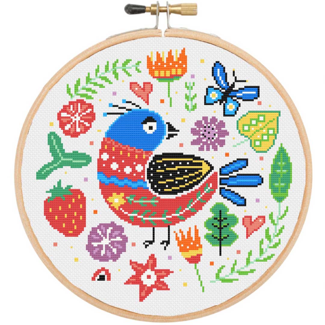 Scandi bird cross stitch kit | Yiotas XStitch