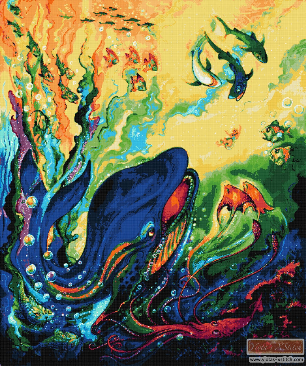 Jonah whale sharks counted cross stitch kit | Yiotas XStitch